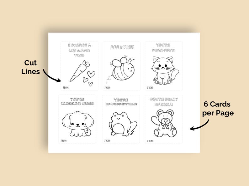 Funny Printable Valentines for Kids - Coloring Valentine Cards With ...