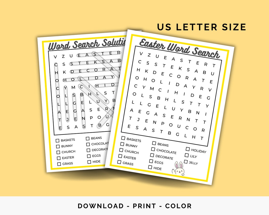 Easter Word Search Puzzle Printable - Fun Kids & Adults Activity With ...