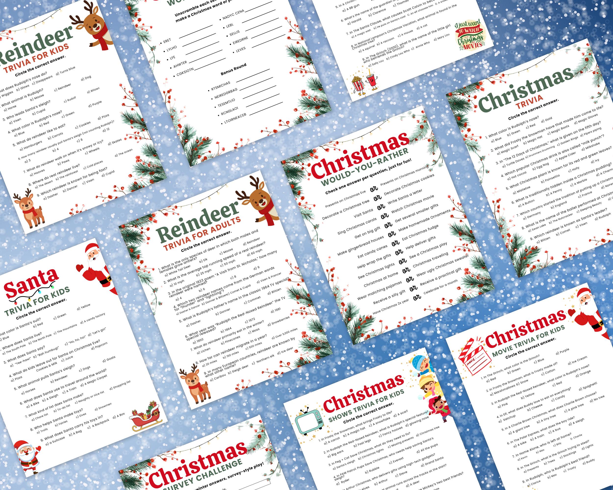 Christmas Trivia Questions, Printable Family Game for Holiday Fun, Kids ...