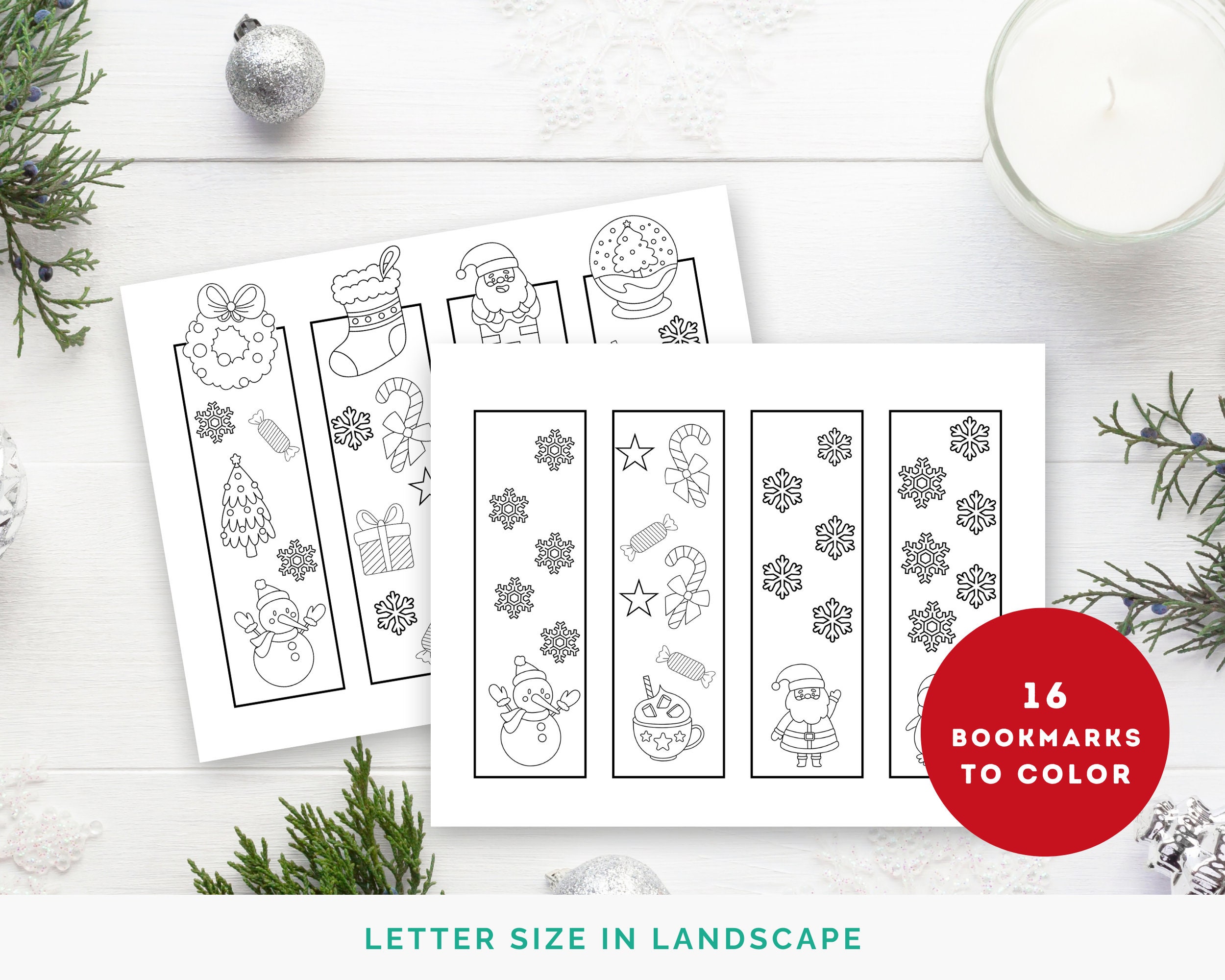 16 Digital Christmas Coloring Bookmarks for Kids | Printable Winter ...