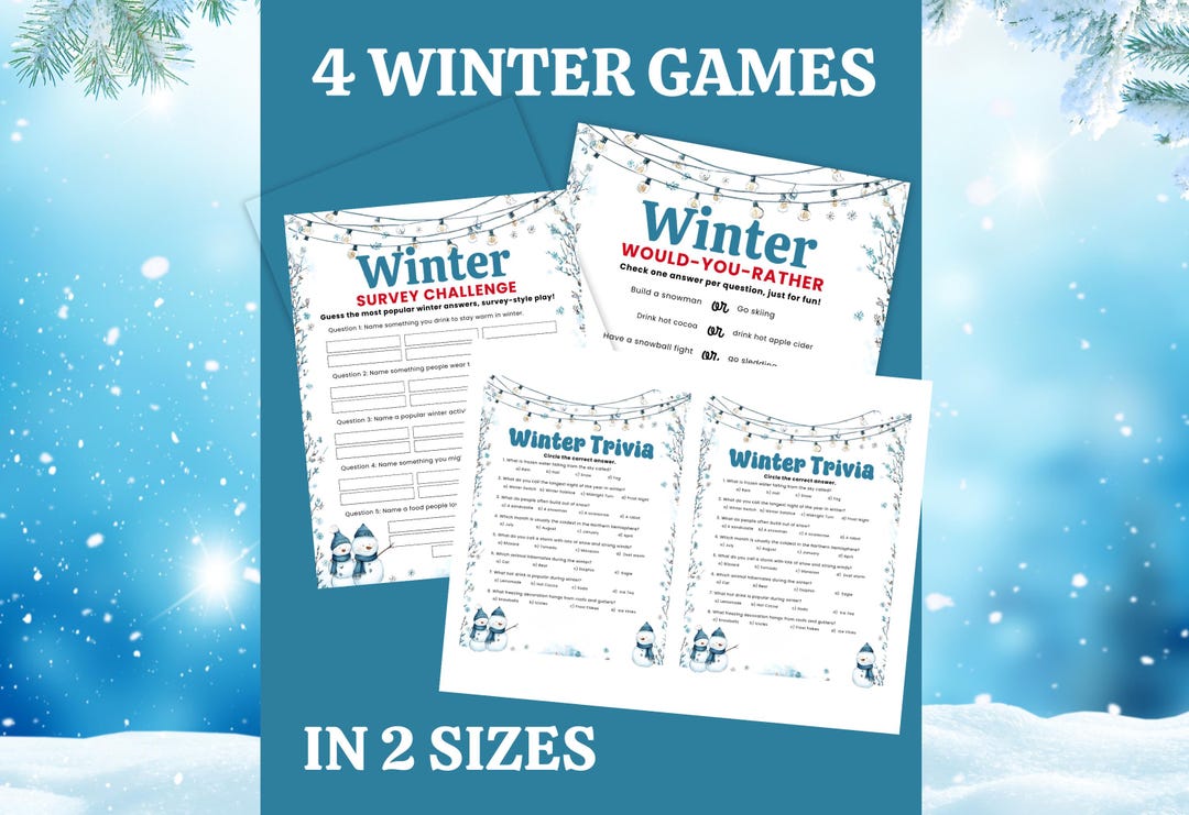 Winter Games, Interactive Printable Activities for Kids, Family Party ...