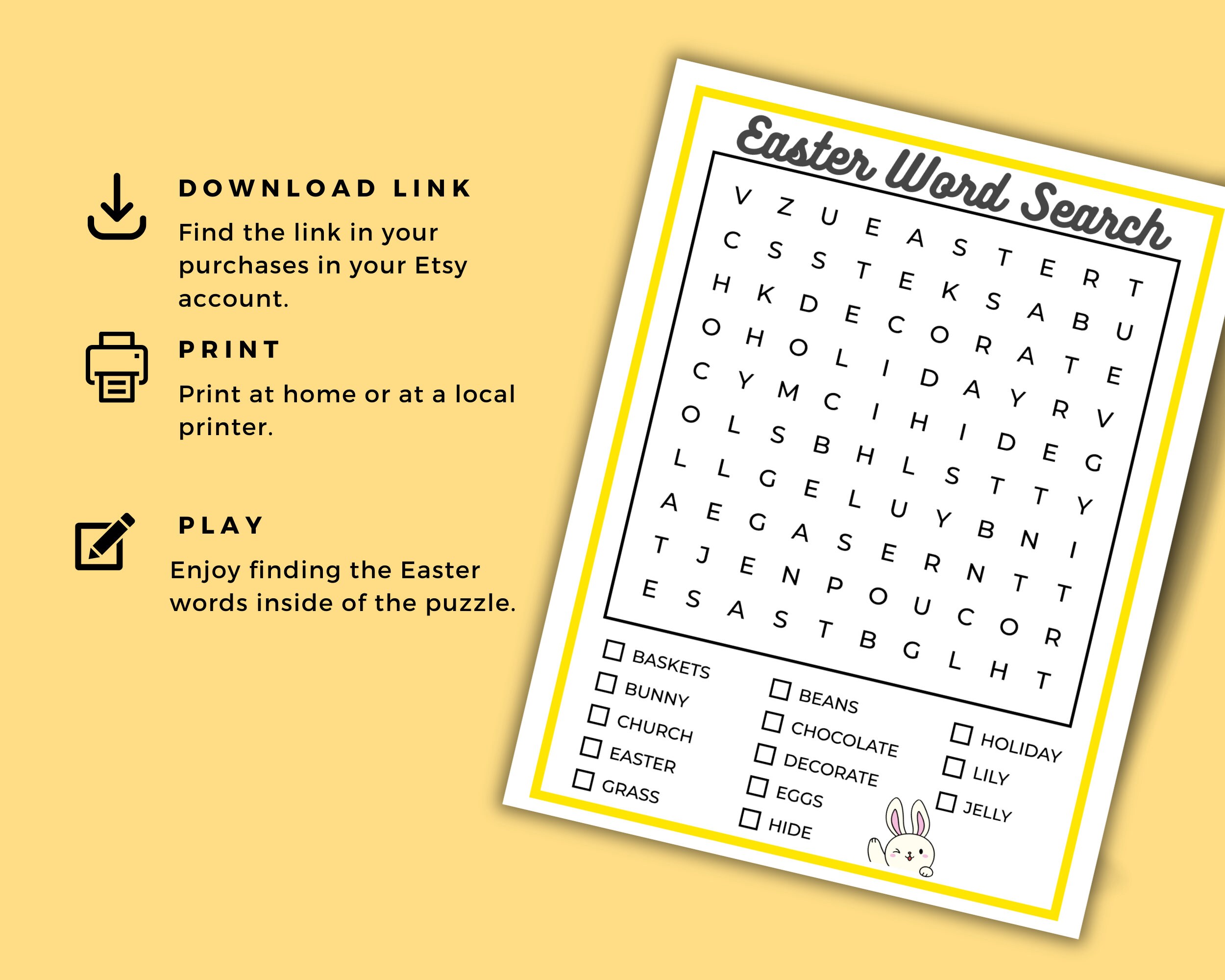 Easter Word Search Puzzle Printable - Fun Kids & Adults Activity With ...