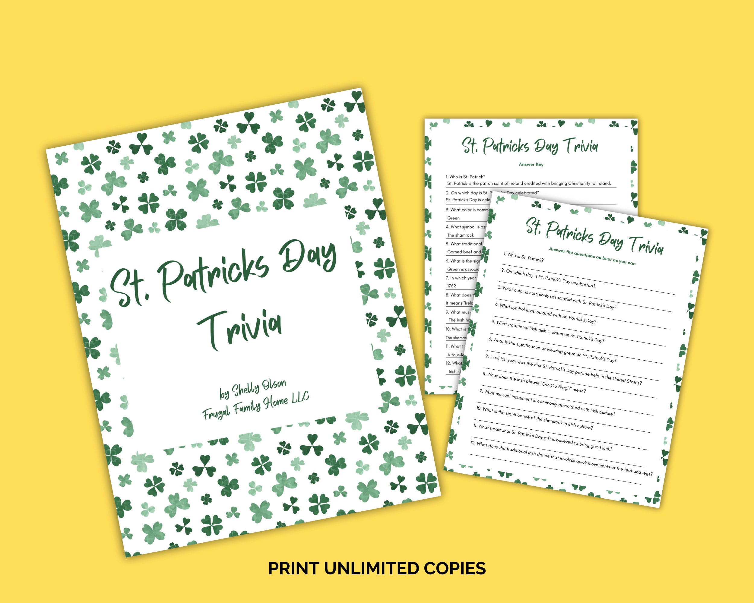 St. Patrick's Day Trivia Game Printable | Fun Irish Party Activity ...
