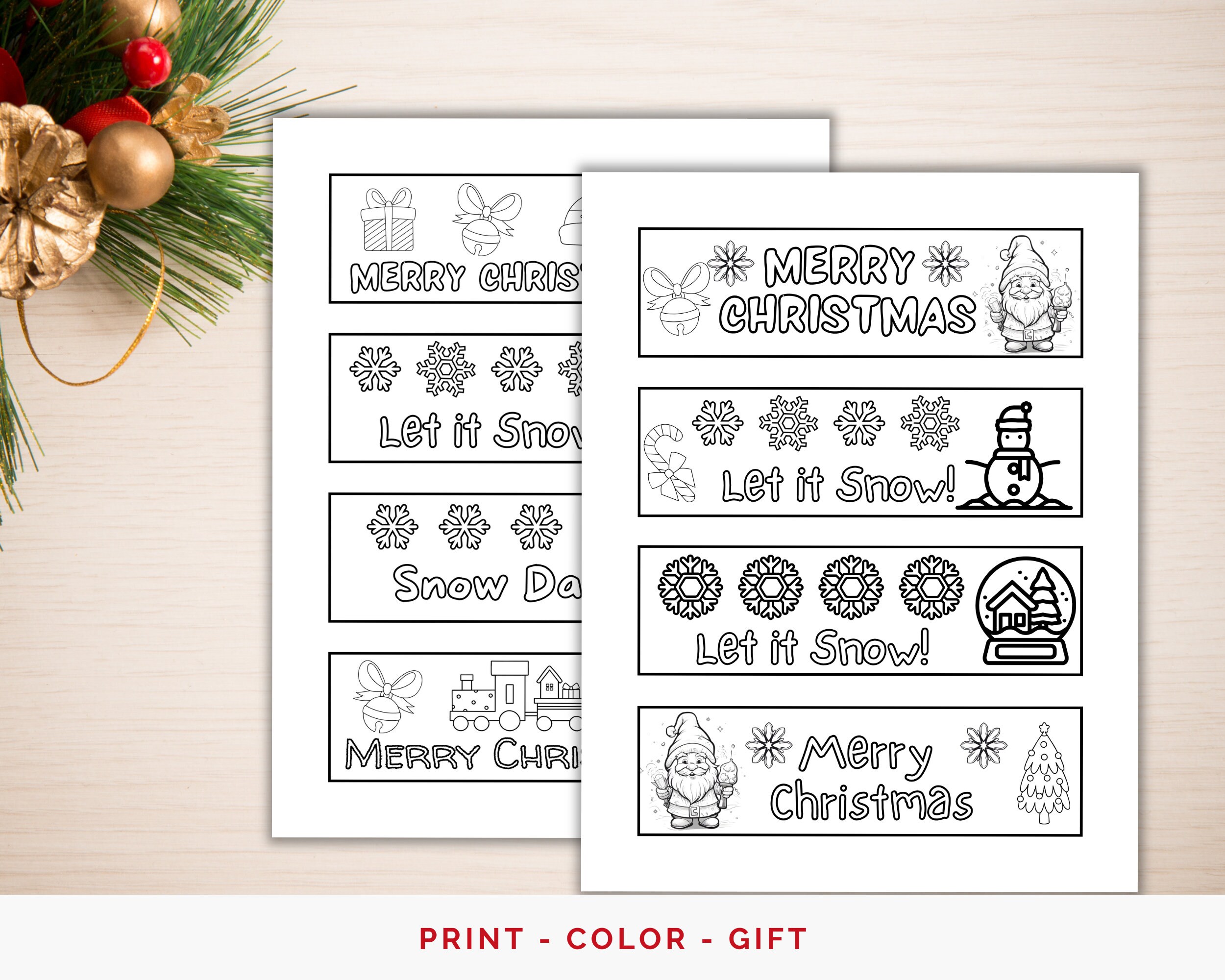 16 Digital Christmas Coloring Bookmarks for Kids | Printable Winter ...