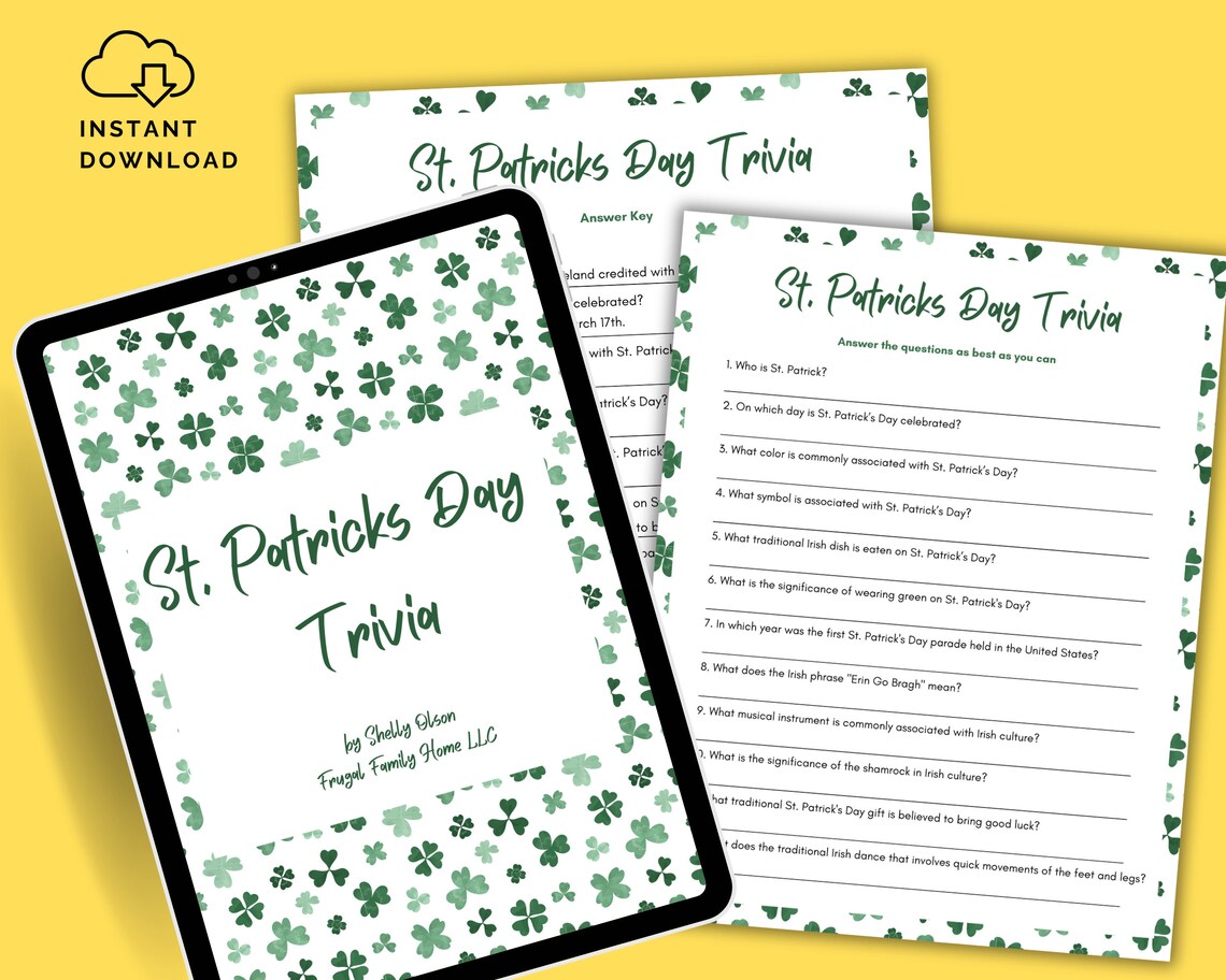 St. Patrick's Day Trivia Game Printable | Fun Irish Party Activity ...
