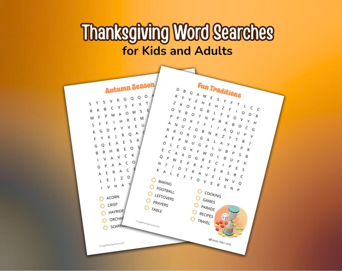 Thanksgiving Word Search With Border | Holiday Seek and Find Word Game ...