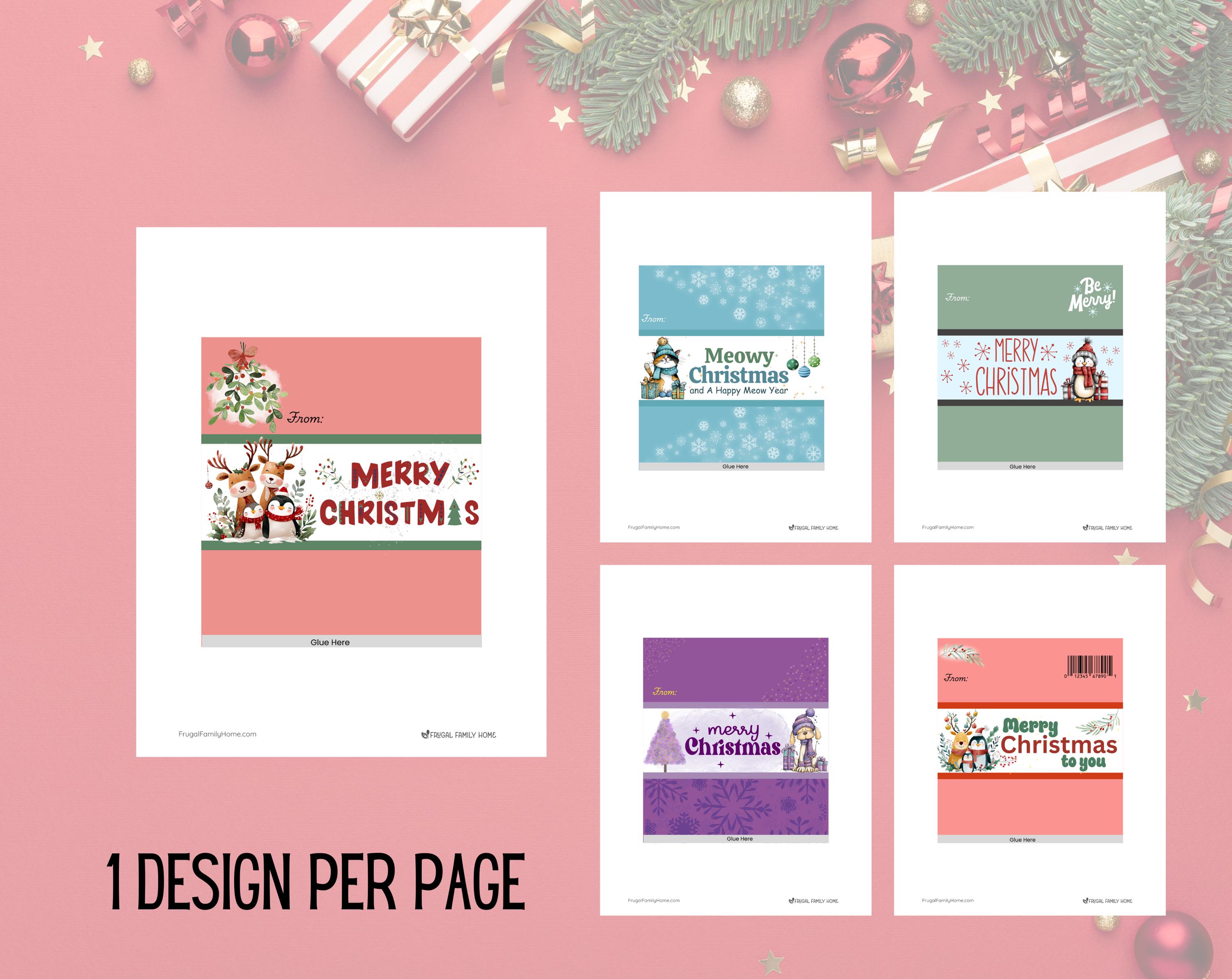 Christmas Candy Bar Wrappers, Printable Chocolate Labels, Holiday ...