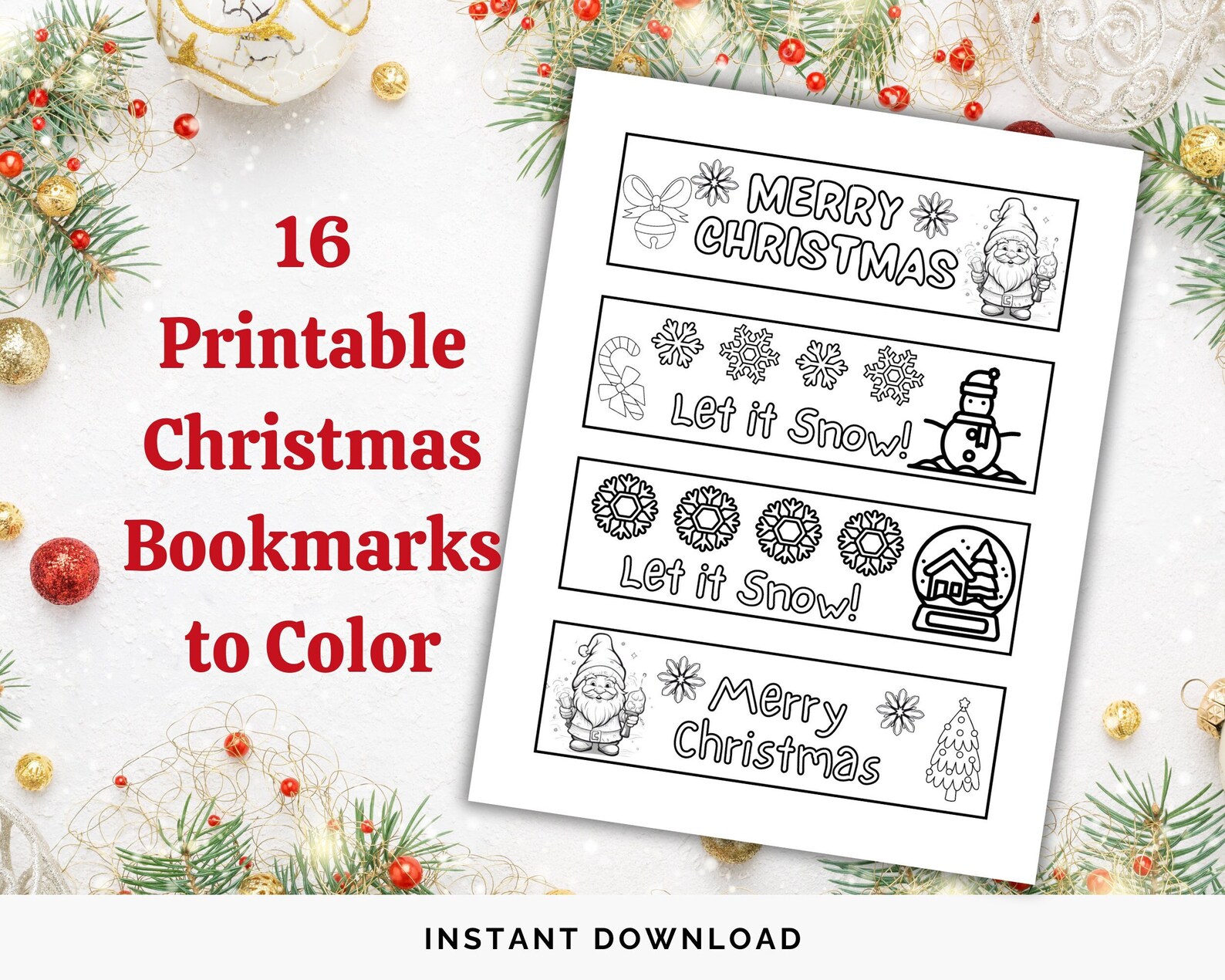 16 Digital Christmas Coloring Bookmarks for Kids | Printable Winter ...
