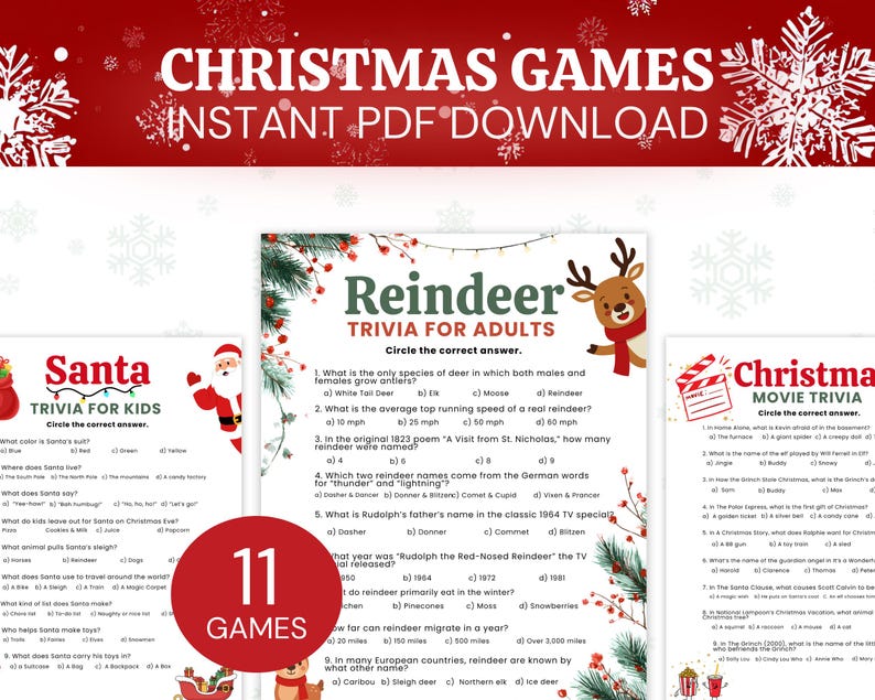 Christmas Trivia Questions, Printable Family Game for Holiday Fun, Kids ...