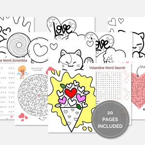 20 Printable Valentine’s Day Activity Sheets, Valentine’s Day Bundle ...