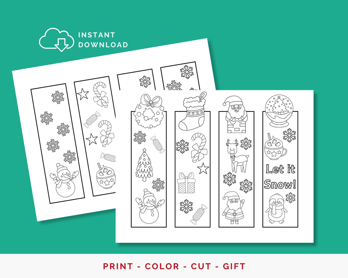 16 Digital Christmas Coloring Bookmarks for Kids | Printable Winter ...