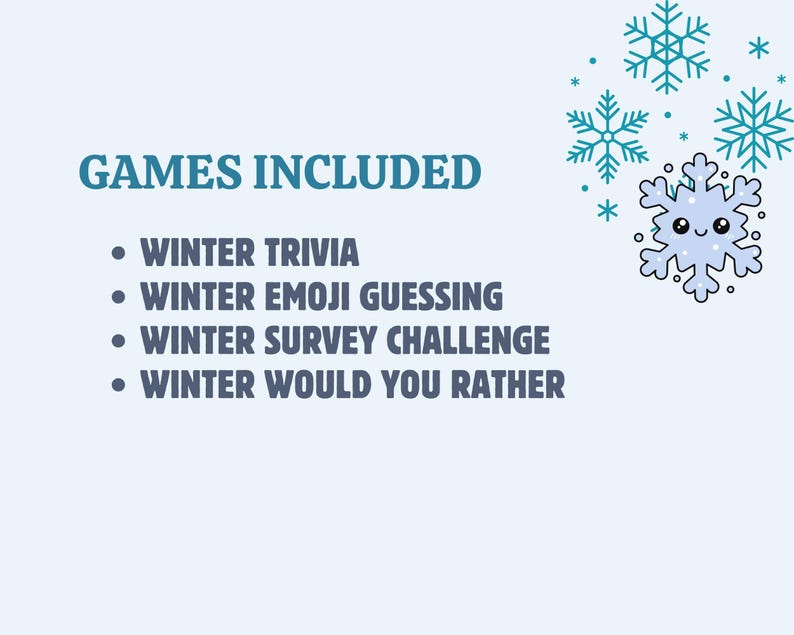 Winter Games, Interactive Printable Activities for Kids, Family Party ...