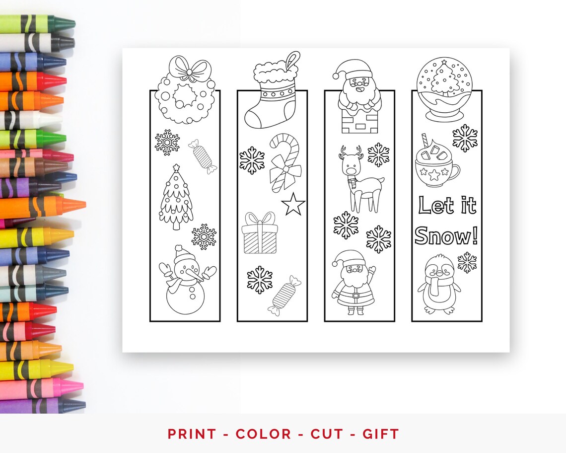 16 Digital Christmas Coloring Bookmarks for Kids | Printable Winter ...