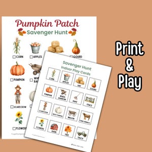Pumpkin Patch Scavenger Hunt, Kids Printable Adventure Game, Halloween ...