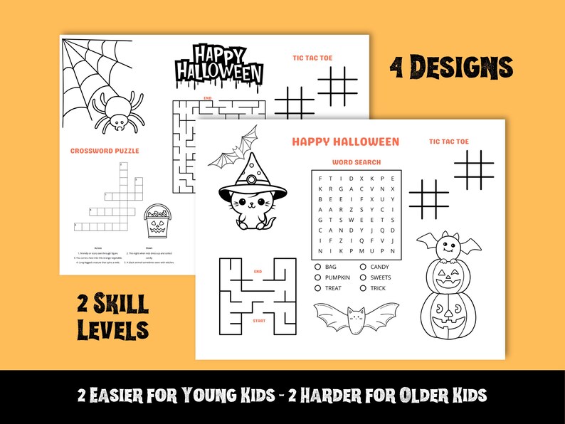 Halloween Activity Placemat, Printable Kids Fun, Classroom Coloring ...