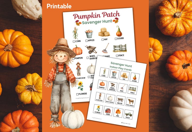 Pumpkin Patch Scavenger Hunt, Kids Printable Adventure Game, Halloween ...