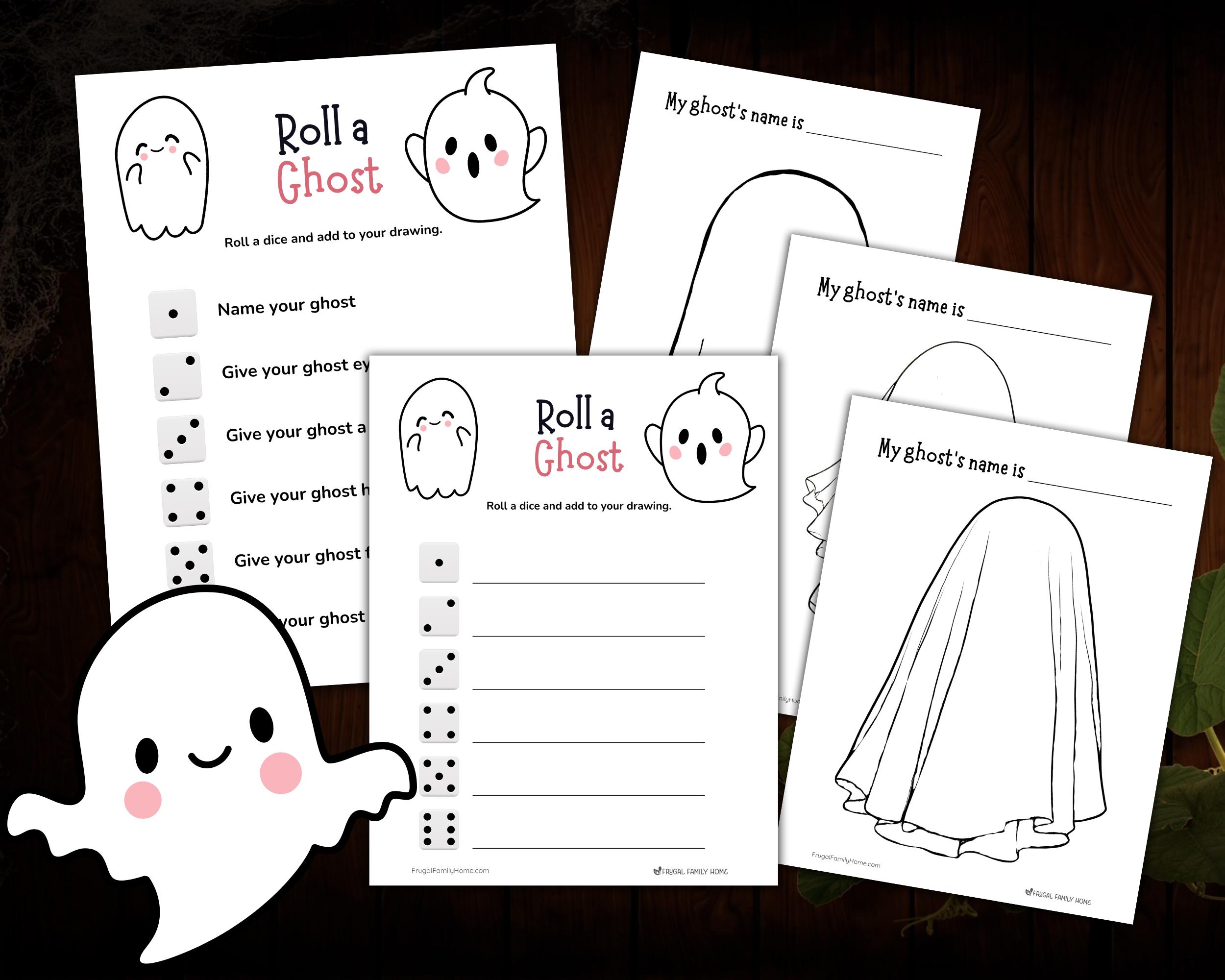 Roll a Ghost Game, Instant Download Printable for Kids, Halloween Dice ...