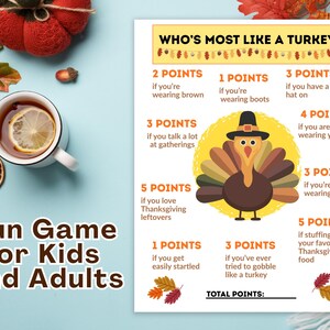 Who is Most Like a Turkey, Thanksgiving Trivia Game, Printable Fun for ...