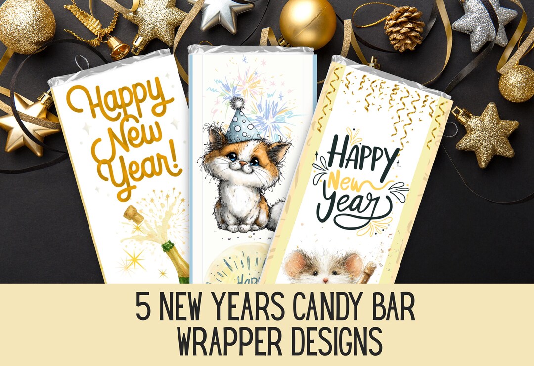 New Years Candy Bar Wrappers, Cute Printable Templates, Instant ...