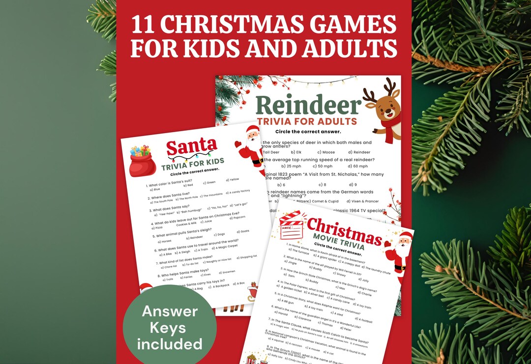 Christmas Trivia Questions, Printable Family Game for Holiday Fun, Kids ...