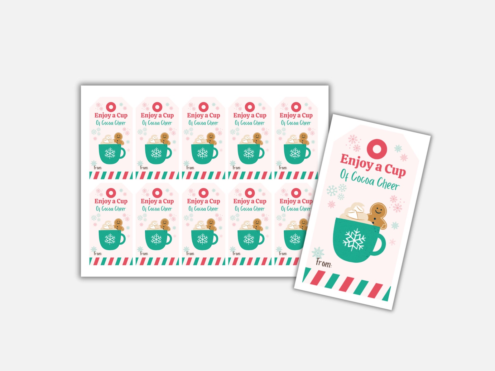 Printable Hot Cocoa Christmas Gift Tag, Hot Chocolate Treat Gift Tag ...