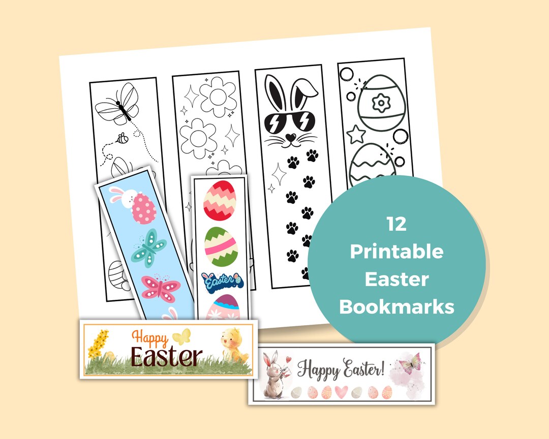 Easter Printable Bookmarks Set of 12 - Adorable Easter Eggs, Bunnies ...