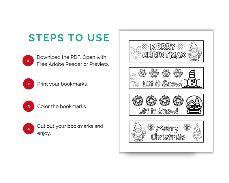 16 Digital Christmas Coloring Bookmarks for Kids | Printable Winter ...