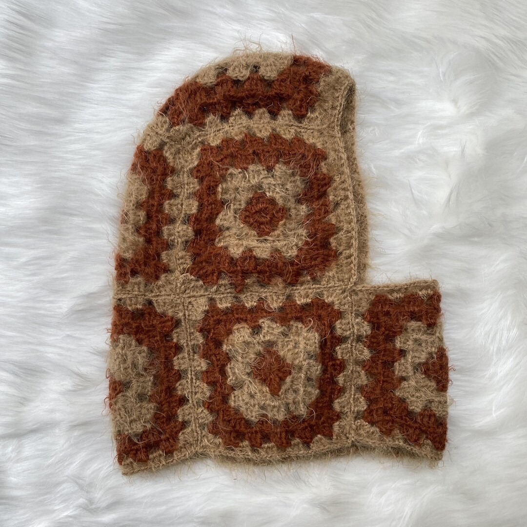 Beige Balaclava, Knit Balaclava, Granny Square, Ski Mask, Hand Knit ...