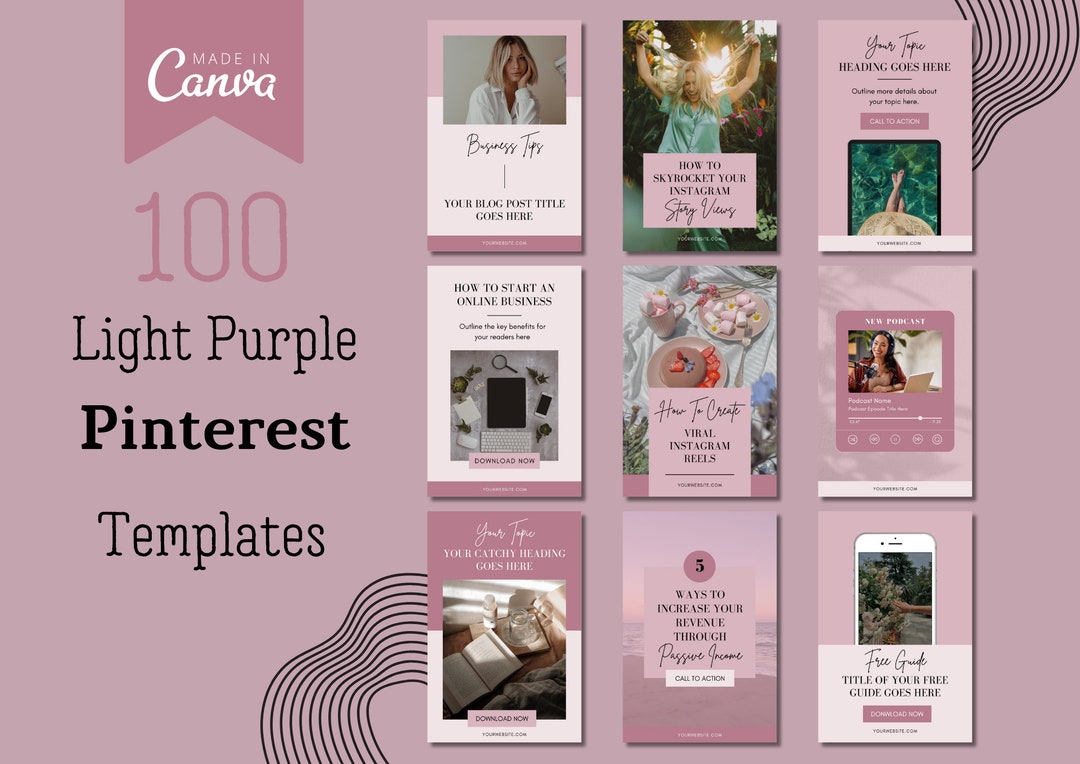 100 Purple Pinterest Templates Aesthetic Pinterest Templates Canva ...