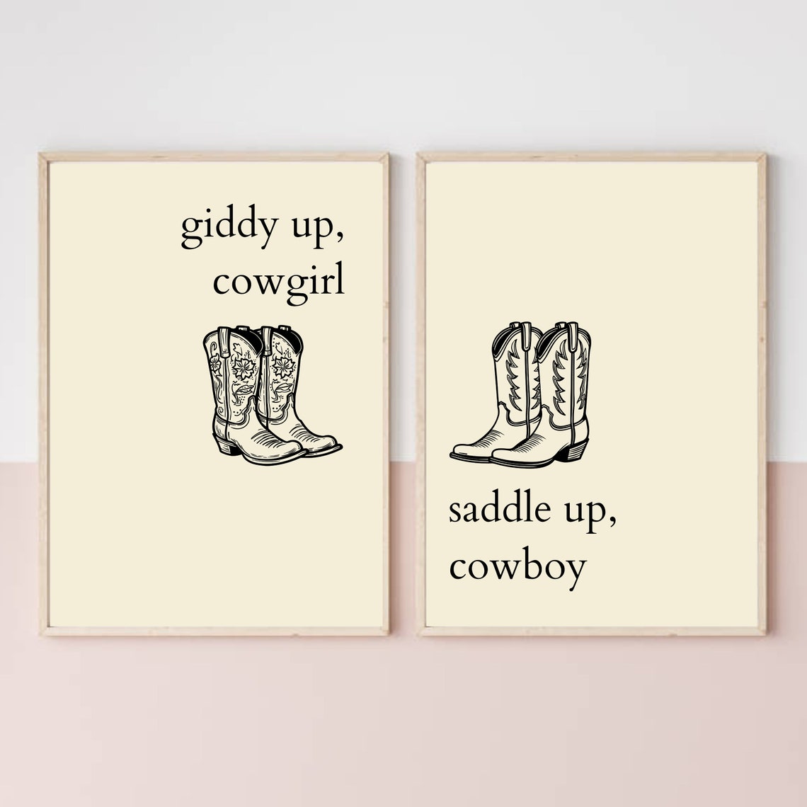 Giddy up Cowgirl, Saddle up Cowboy, Cowboy Boots, Western Illustration ...