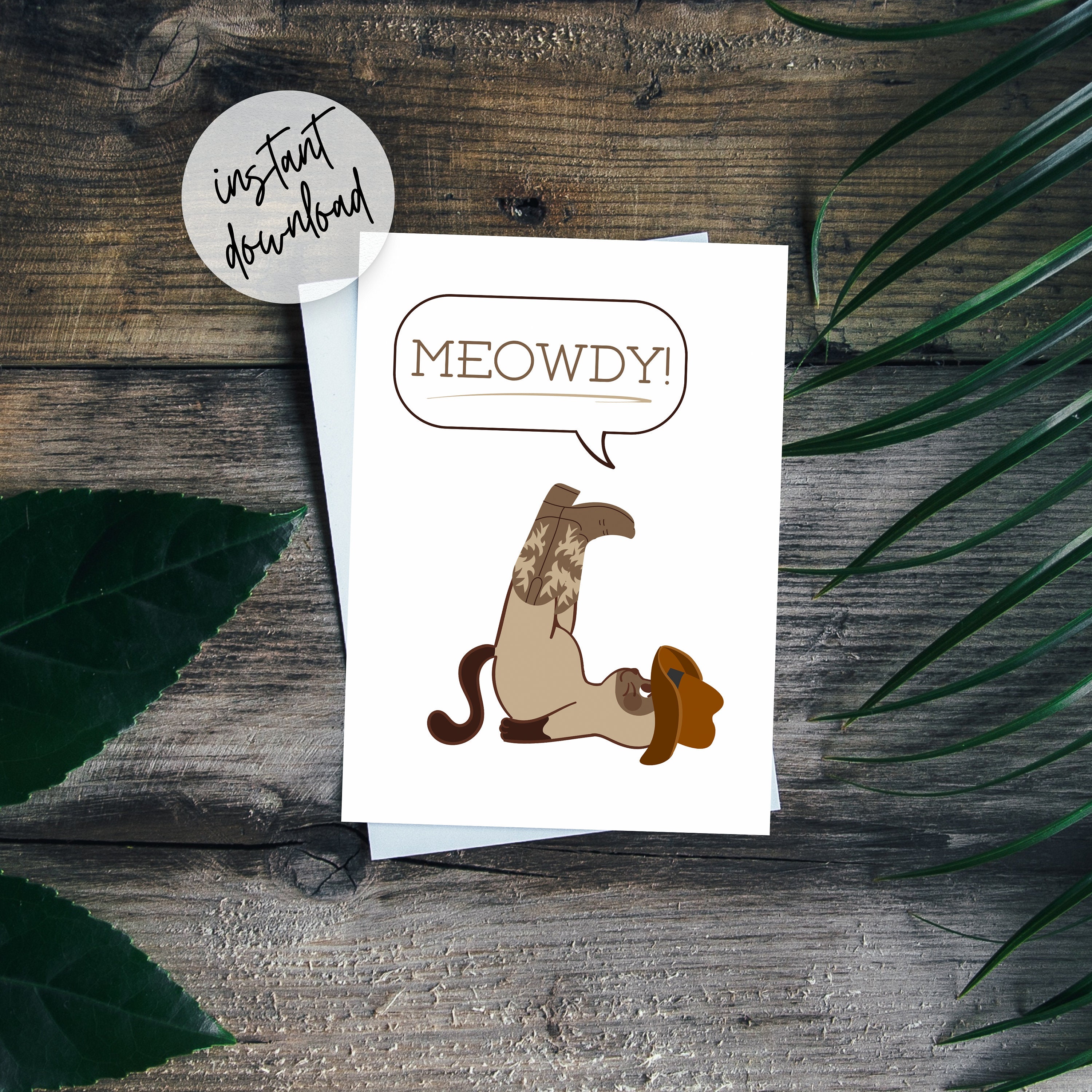 Meowdy Cowboy Cat, Hello Card, Welcome Card, Funny Cowboy, Horse ...