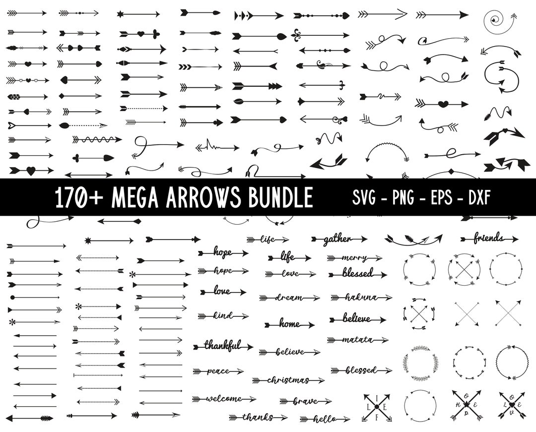 Arrow Svg Mega Bundle ,vector Arrow,arrow Clipart,arrow Svg Eps Cutting ...