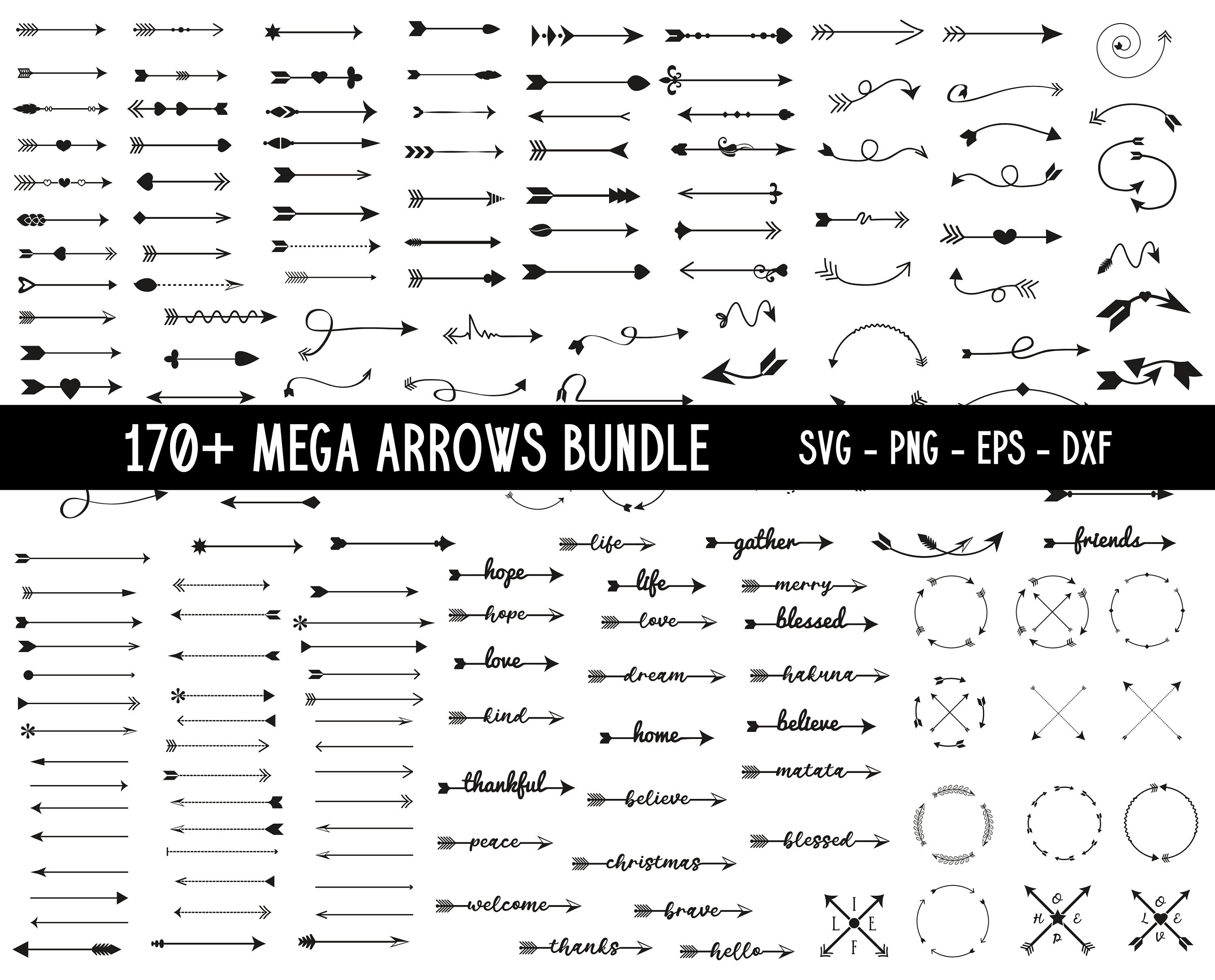 Arrow Svg Mega Bundle ,vector Arrow,arrow Clipart,arrow Svg Eps Cutting ...