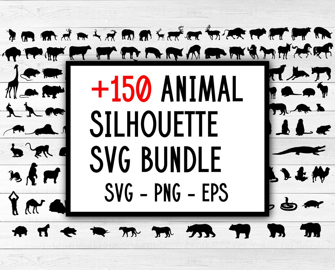 Animal Silhouette Svg Bundle,animal Cut File, Cat Svg, Bear Vector,svg ...