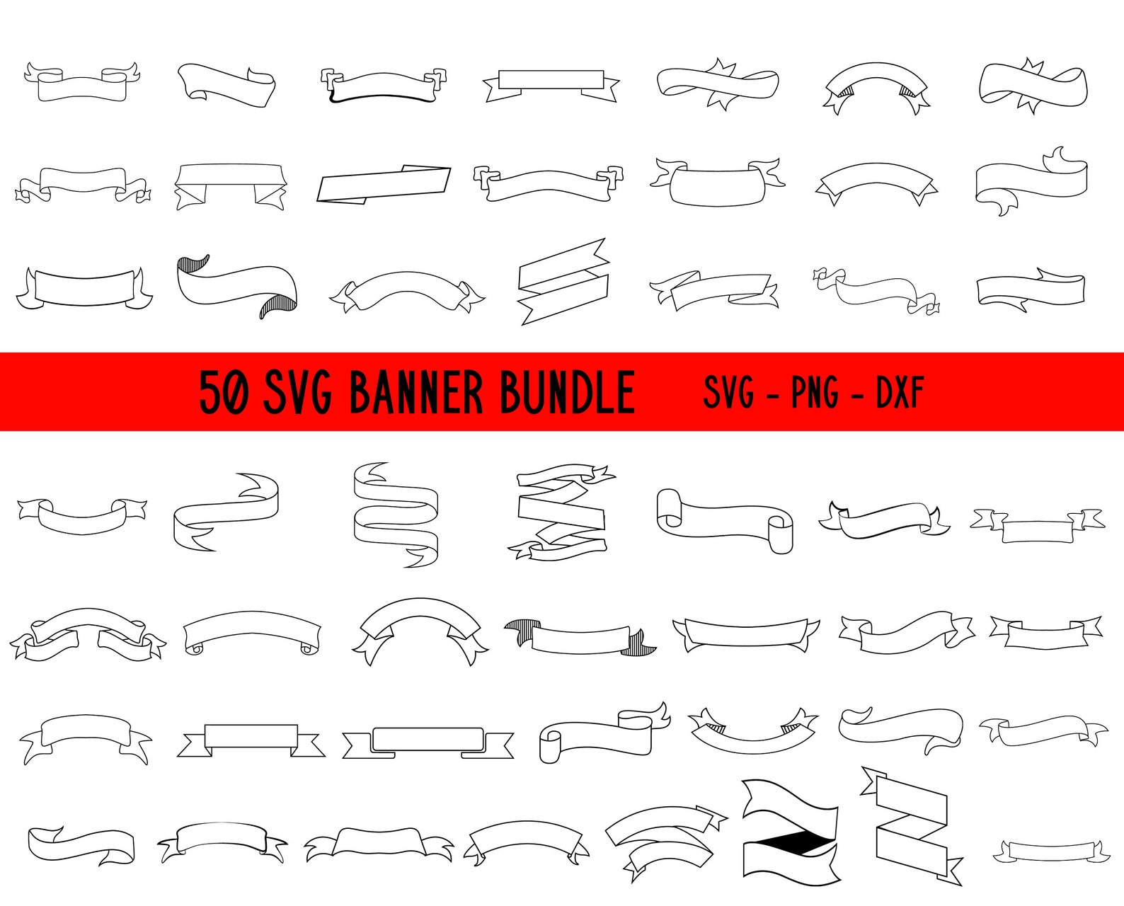 Banner Svg Bundle,banner Clipart, Banner, Cricut, Silhouette, Ribbon ...