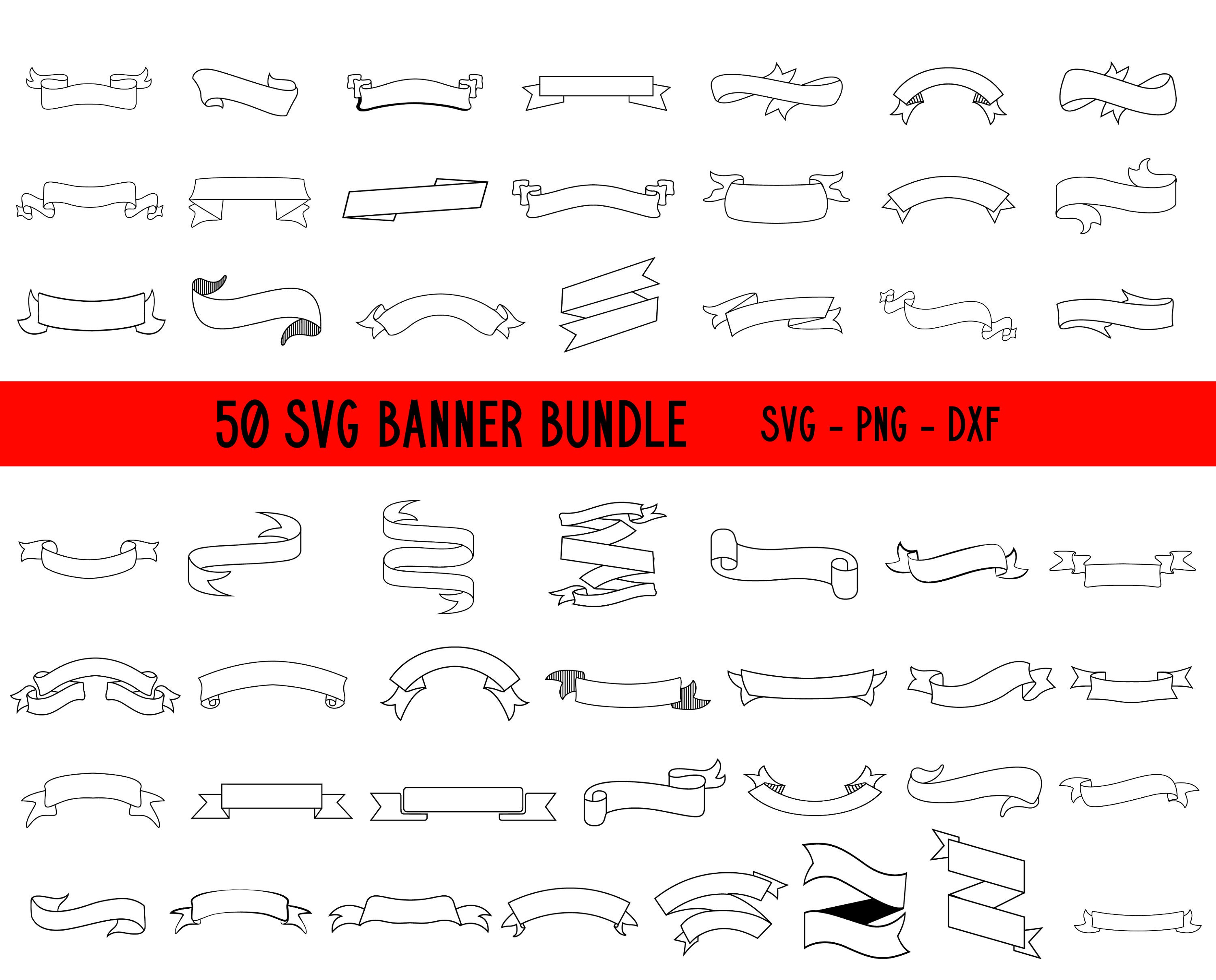 Banner Svg Bundle,banner Clipart, Banner, Cricut, Silhouette, Ribbon Png, Tags Svg, Decorative ...
