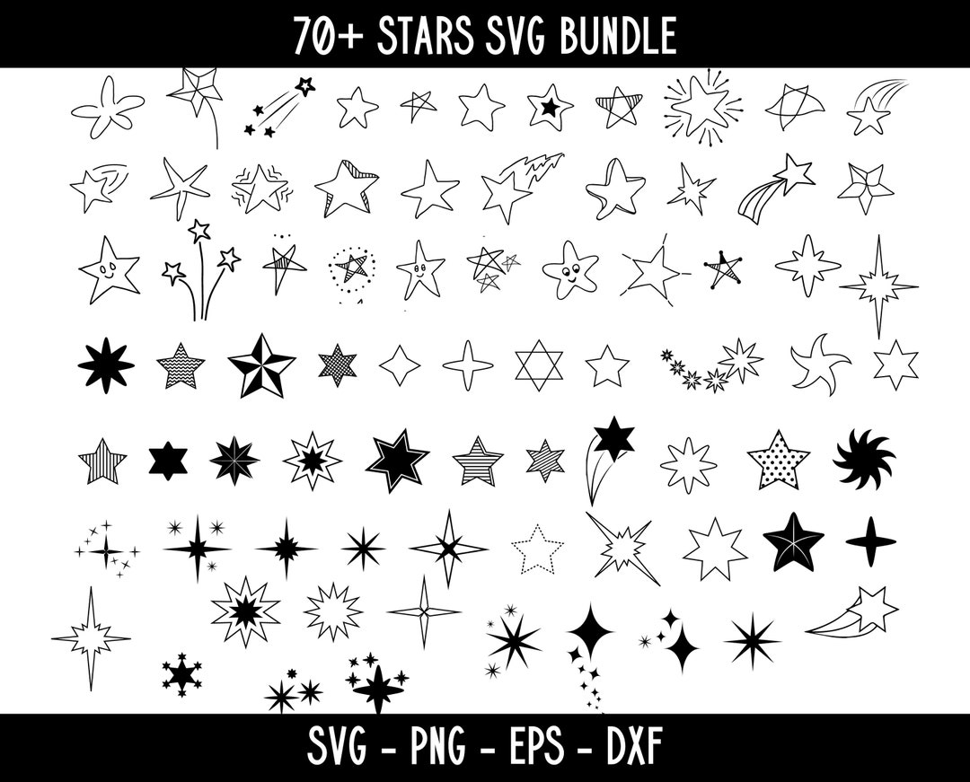 Sparkle Stars SVG Bundle,star Svg, Star Silhouette Svg,instant Digital ...