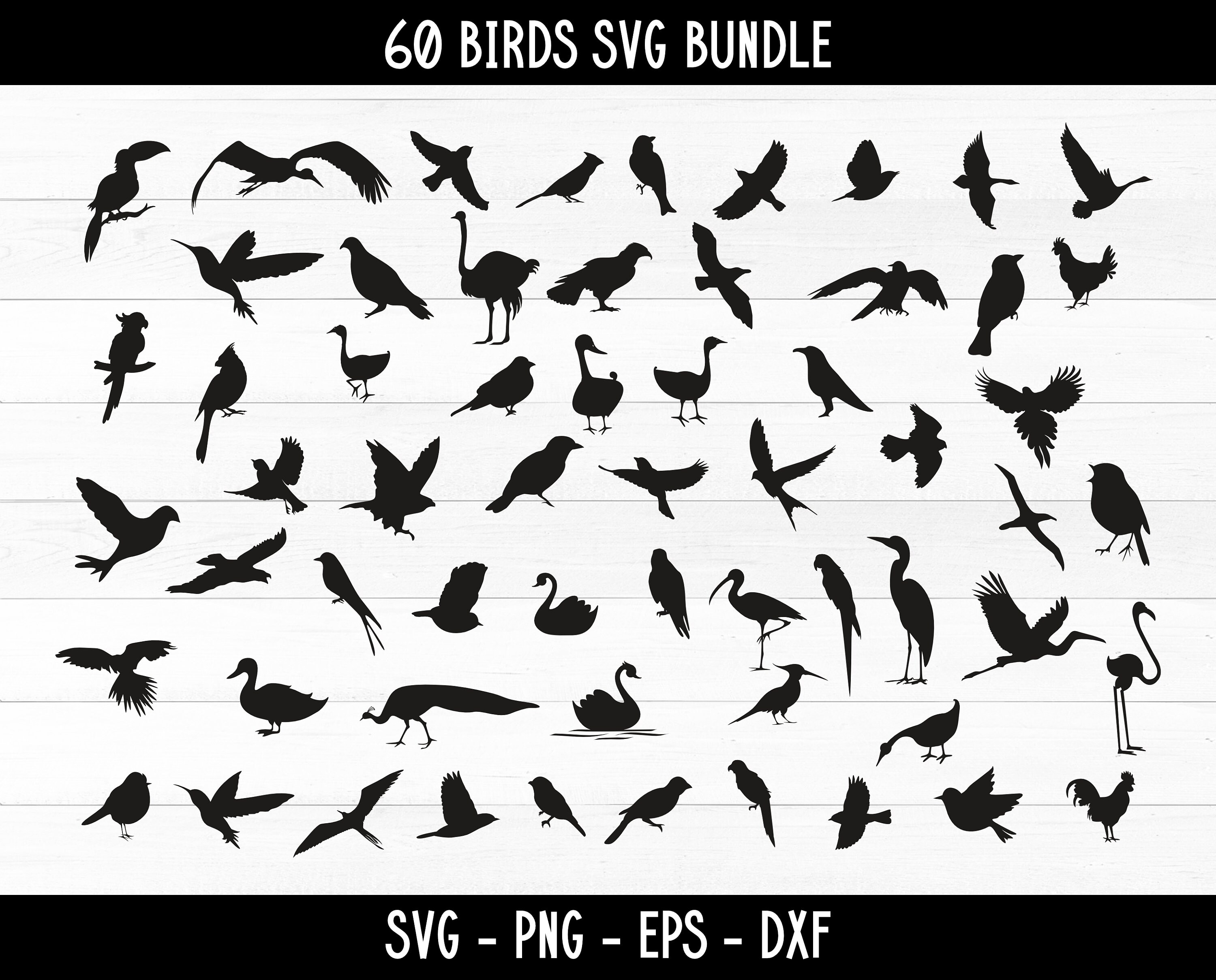 Birds Silhouette Svg,bird Vector Bundle,flying Bird Svg Png Eps Dxf ...