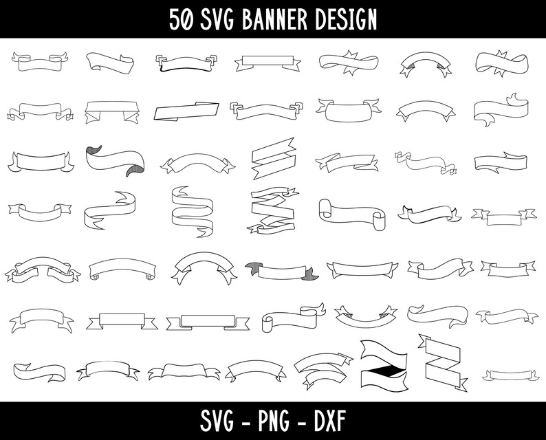 Banner Svg Bundle,banner Clipart, Banner, Cricut, Silhouette, Ribbon ...