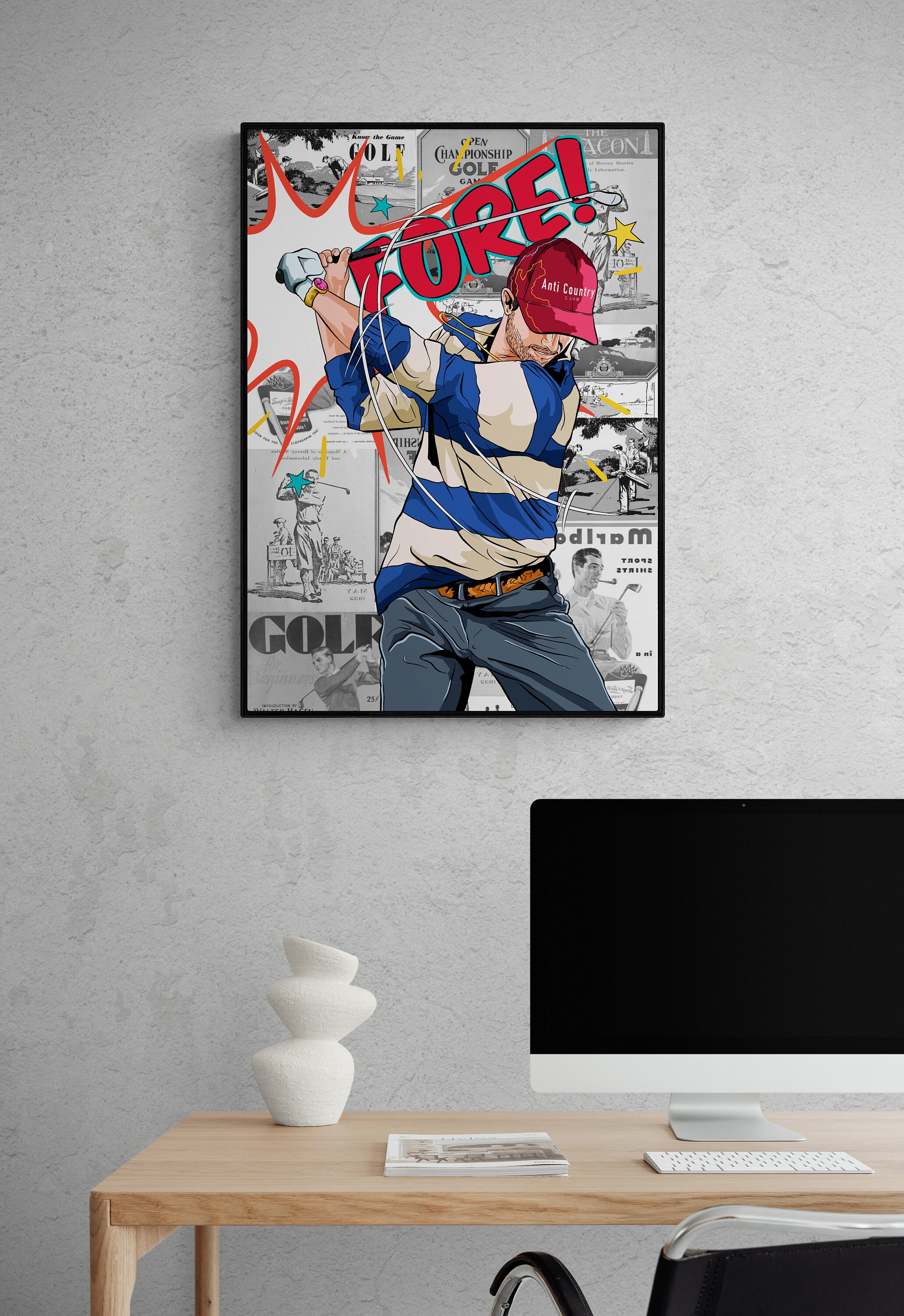 Golf Wall Art FORE! Pop Art Print - Modern Golf Art, Great Golf Gifts ...