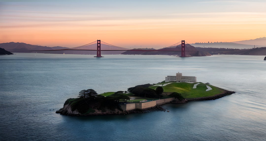 TPC Alcatraz Island Print, Golf Poster, Modern Golf Art, Golf Gifts ...