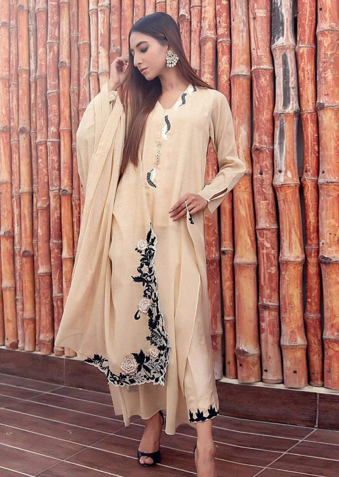 Pure Cotton Net 3 Piece With Embroidery - Etsy