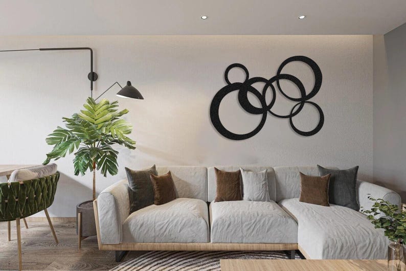 Modern Circular Metal Wall Art, Abstract Round Metal Wall Decor, Modern ...