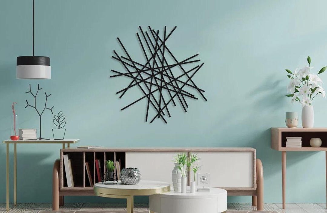 Line Metal Wall Art, Minimalist Line Art, Geometric Metal Wall, Above ...
