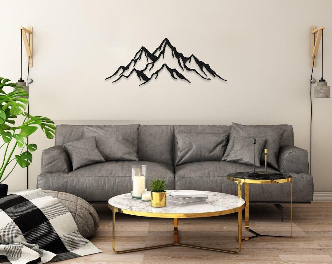 Mountain Metal Wall Decor, Landscape Wall Art, Interior Decoration ...