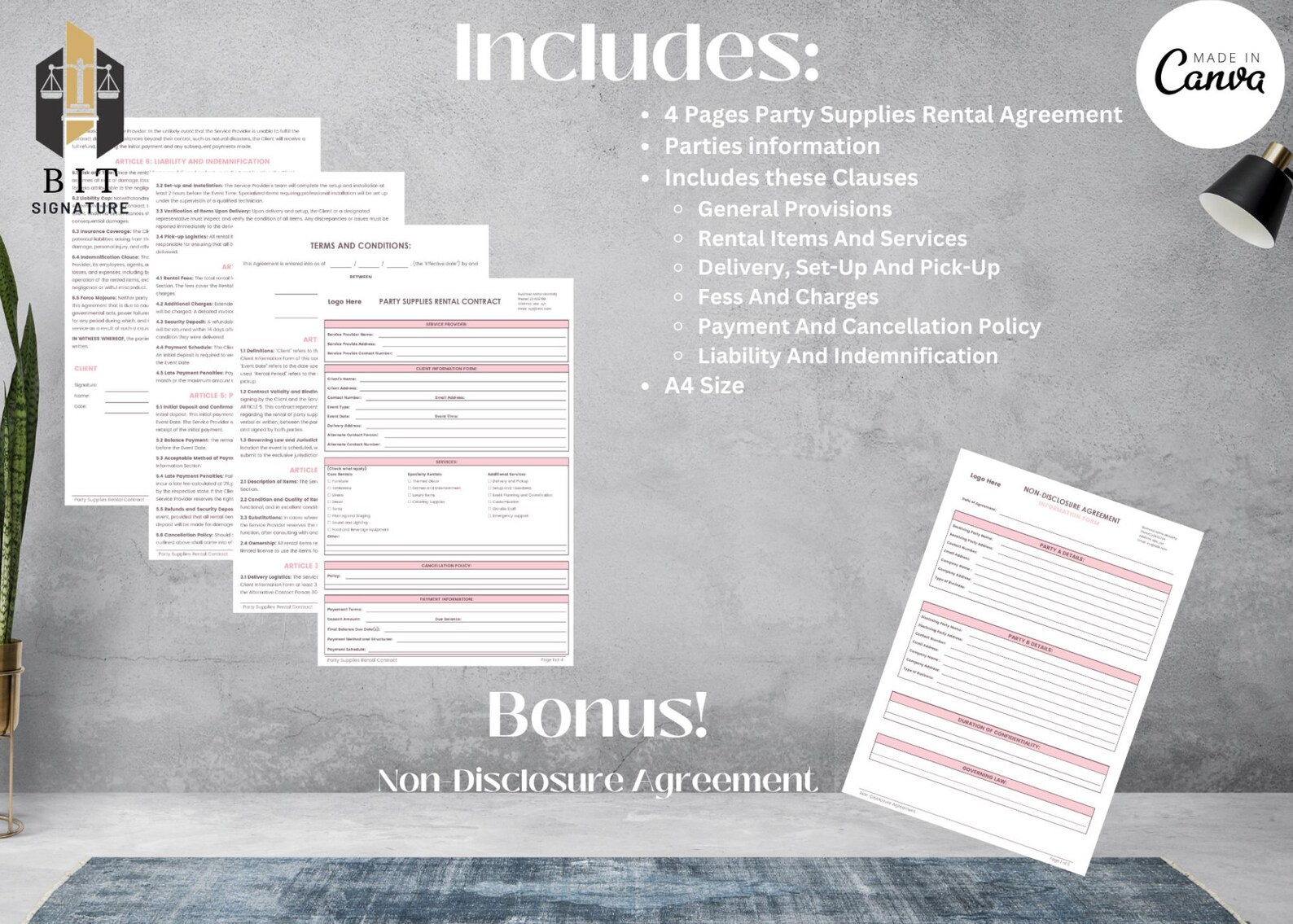 Party Supply Rental Contract, Event Rental Agreement, Equipment Rental ...