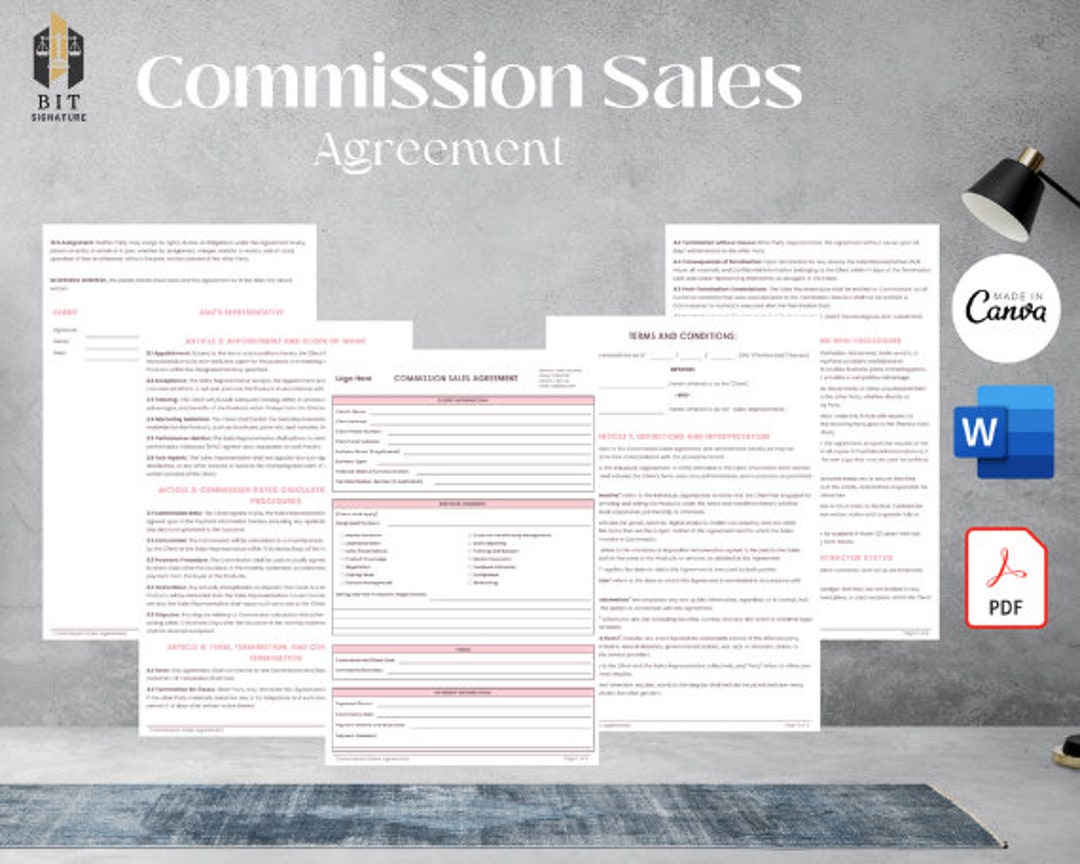 Editable Commission Sales Agreement, Commission Contract, Sales ...