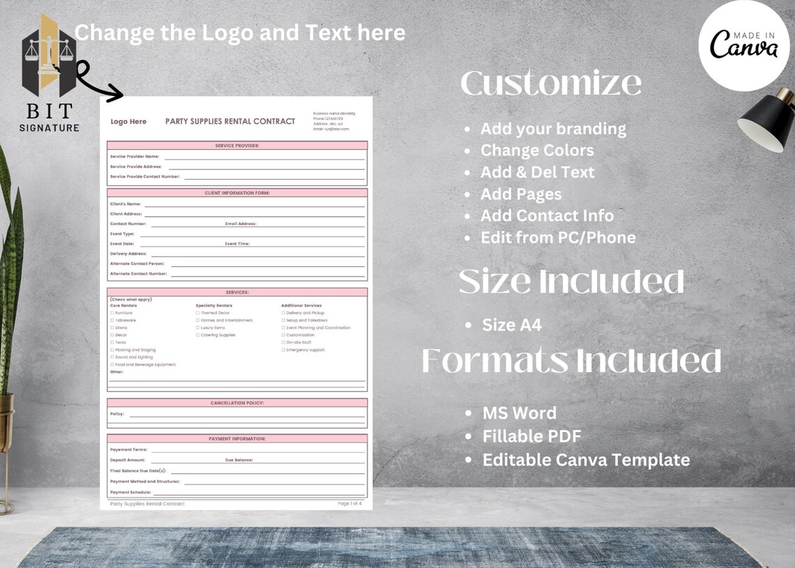 Party Supply Rental Contract, Event Rental Agreement, Equipment Rental ...