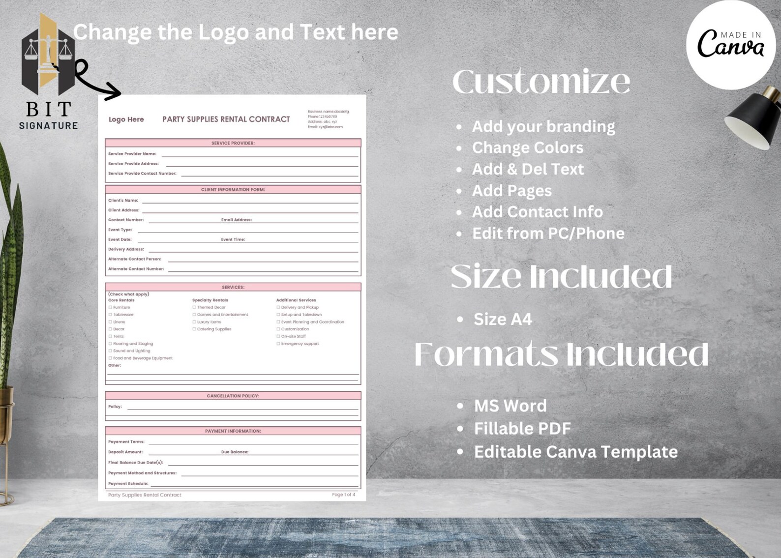 Party Supply Rental Contract, Event Rental Agreement, Equipment Rental ...