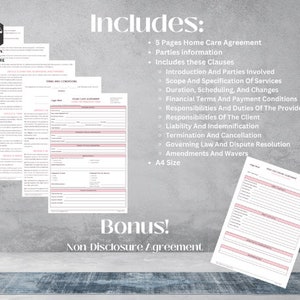 Home Care Agreement Template, Terms of Service Contract, Editable ...